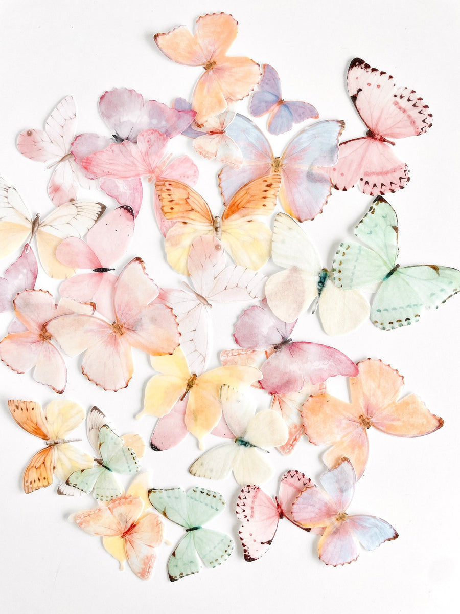 Pre-Cut Edible Wafer Paper Butterfly - Pastel Rainbow Wafer butterfly ...