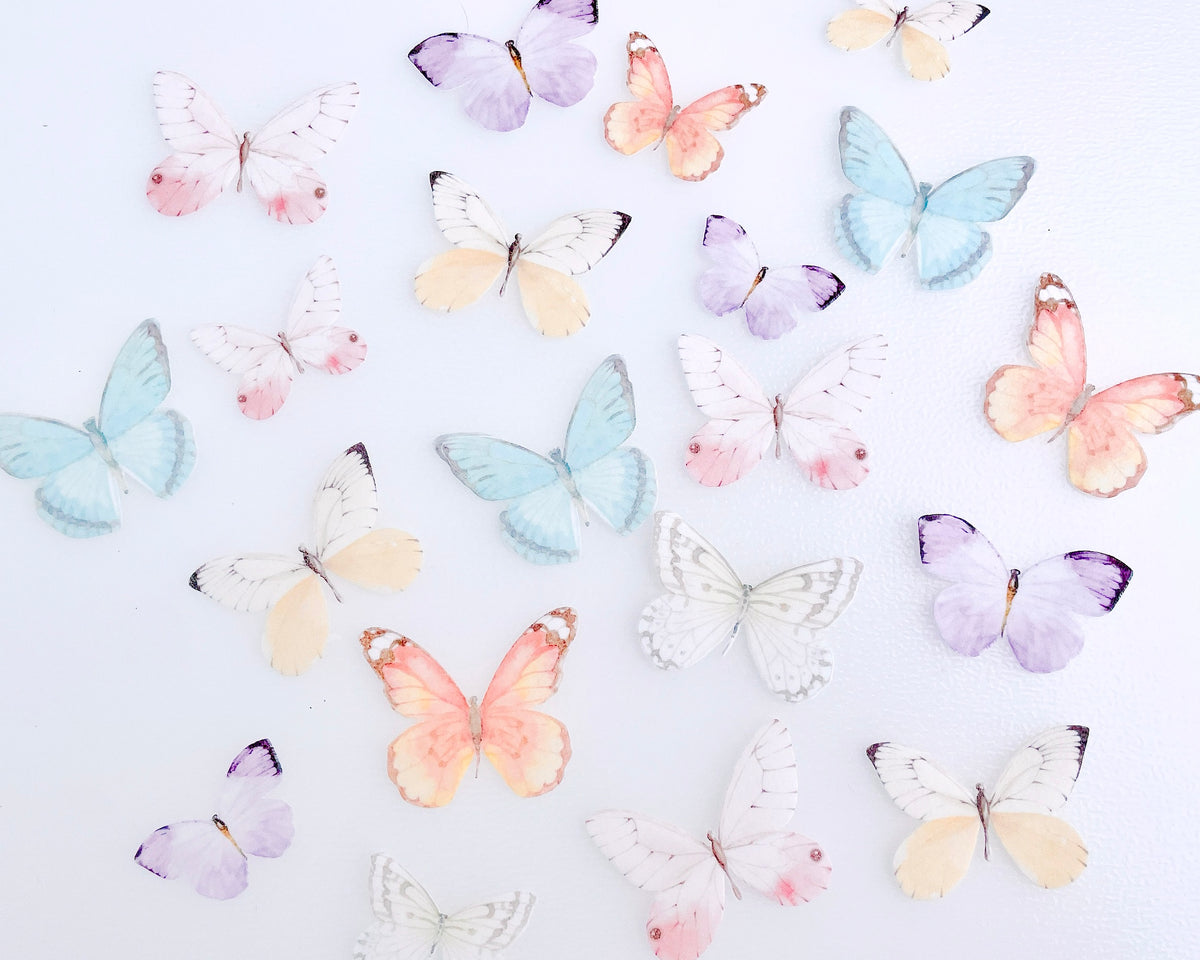 Edible Pre-Cut Wafer Butterfly - Assorted Pastel Colour Butterfly ...