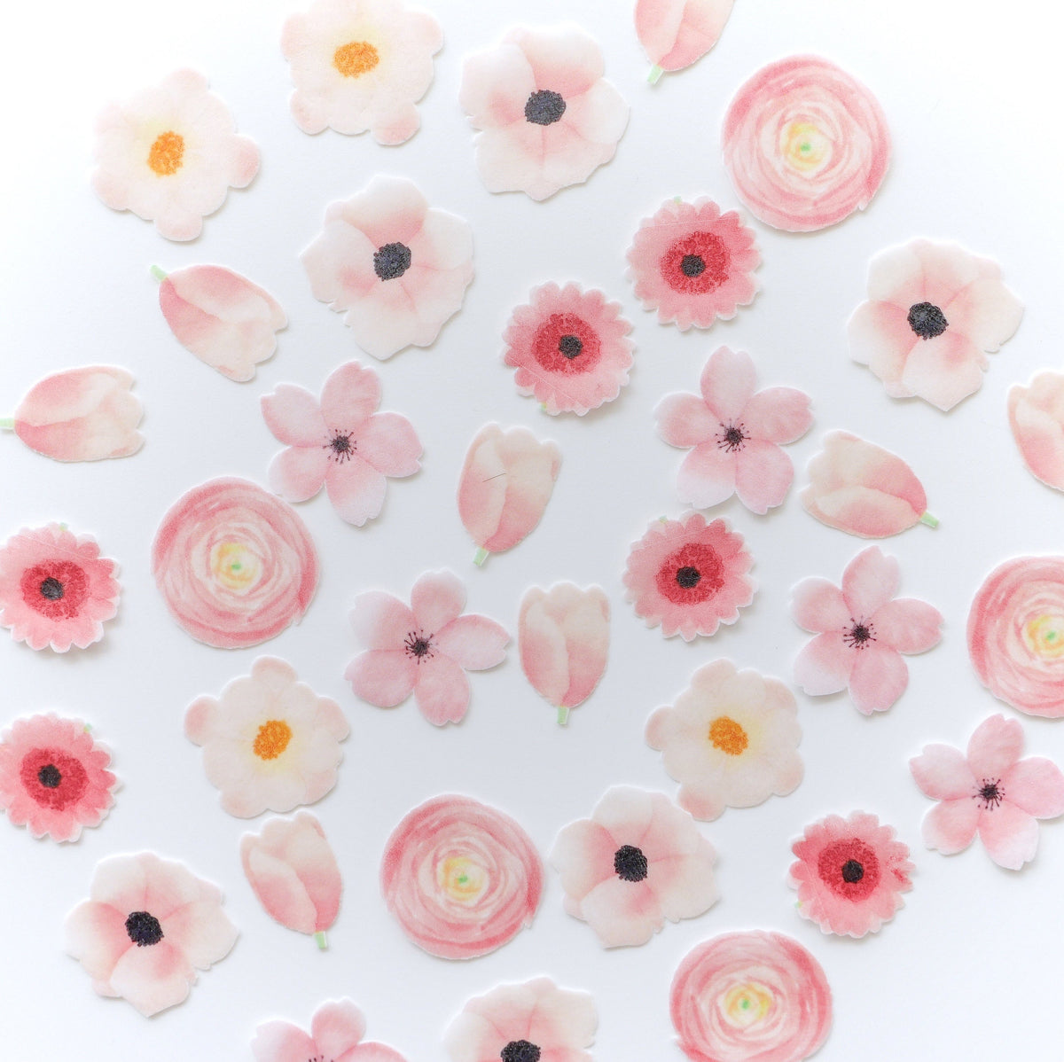 Edible Pre-Cut Wafer Flowers - Assorted Pink – Flour N Butter Desgins ...