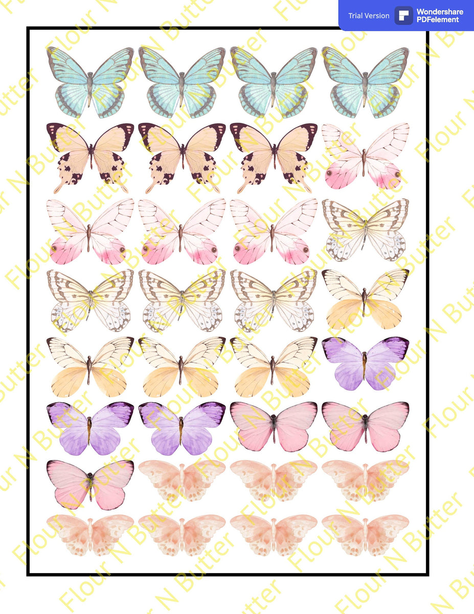Edible Pre-Cut Wafer Butterfly - Assorted Peach Tone Colour Butterfly ...